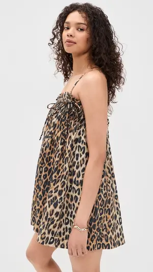 DAMSON MADDER Lilo Mini Dress Leopard Print - Brown