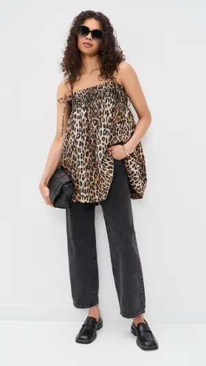 DAMSON MADDER Lilo Mini Dress Leopard Print - Brown