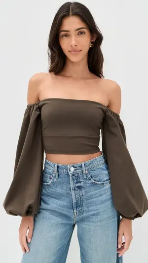 Susana Monaco Off-shoulder Puff-sleeve Top