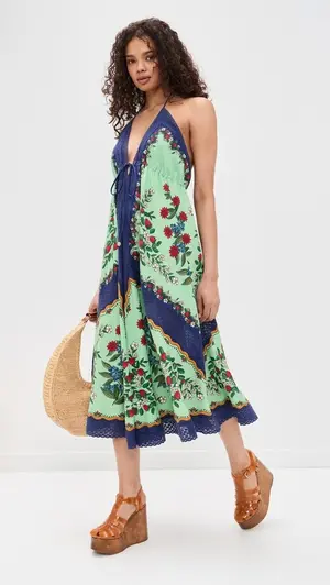 Farm Rio Crochet-trimmed Maxi Dress