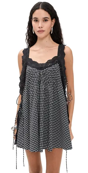 Caroline Constas Lucilla Eyelet-trimmed Mini Dress - Black White Gingham
