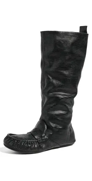 Lizard Embossed Leather Boots