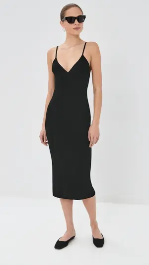 JIL SANDER Sleeveless Ribbed Knit Midi Dress