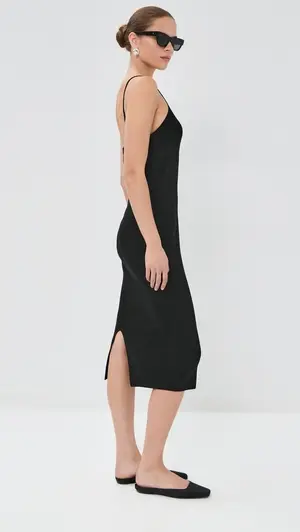 JIL SANDER Sleeveless Ribbed Knit Midi Dress