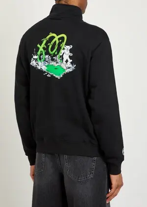 MALBON Grateful Dead Printed Half-zip Cotton Sweatshirt