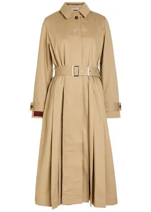 DAMSON MADDER Sofia Pleated Cotton Trench Coat - Light Brown