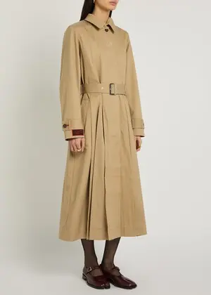 DAMSON MADDER Sofia Pleated Cotton Trench Coat - Light Brown