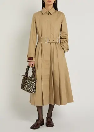 DAMSON MADDER Sofia Pleated Cotton Trench Coat - Light Brown
