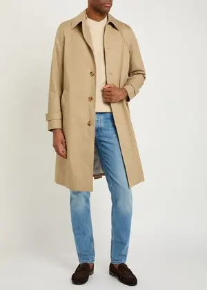 LARDINI Belted Woven Trench Coat - Beige