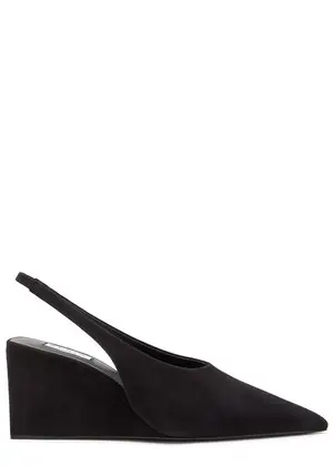 Alaïa 75 Suede Wedge Slingback Pumps