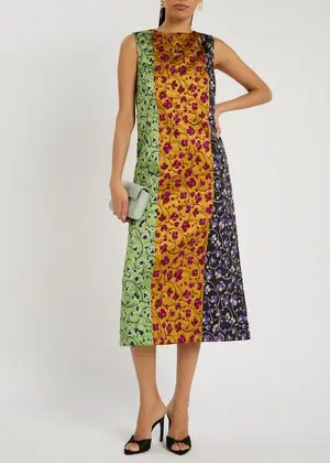 La DoubleJ Floral-jacquard Woven Midi Dress