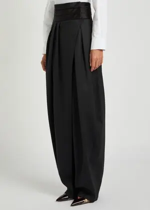 Alaïa Barrel-leg Silk And Stretch-wool Trousers