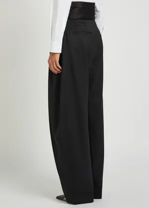 Alaïa Barrel-leg Silk And Stretch-wool Trousers