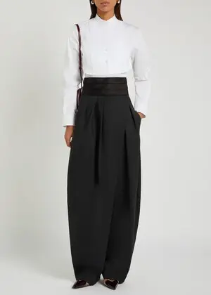 Alaïa Barrel-leg Silk And Stretch-wool Trousers