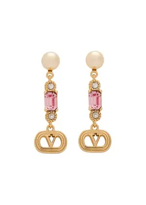 Valentino Garavani Vlogo Swarovski Embellished Drop Earrings - Gold