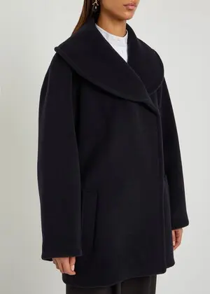 Alaïa Double-breasted Wool Coat - Navy