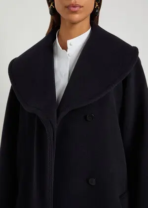 Alaïa Double-breasted Wool Coat - Navy