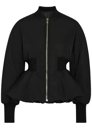 Alaïa Padded Peplum-hem Bomber Jacket - Black