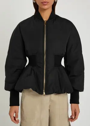 Alaïa Padded Peplum-hem Bomber Jacket - Black