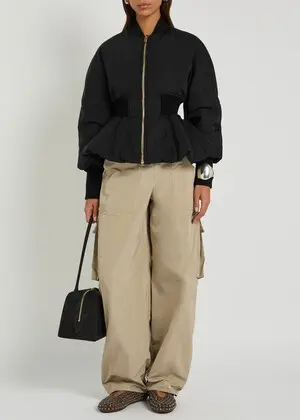 Alaïa Padded Peplum-hem Bomber Jacket - Black