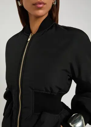 Alaïa Padded Peplum-hem Bomber Jacket - Black
