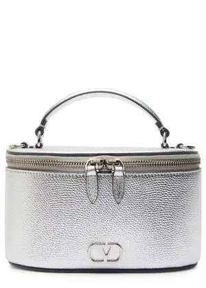 VALENTINO VLogo Metallic Grained Leather Vanity Case