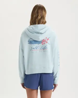 SALT LIFE Mahi Bloom Cropped Hoodie - Mist