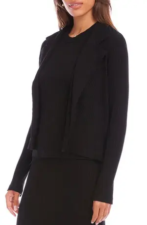 Karen Kane Notch Lapel Rib Jacket - Black