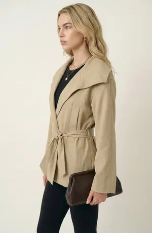 MODENAIRE Belted Wrap Jacket With Wide Lapels