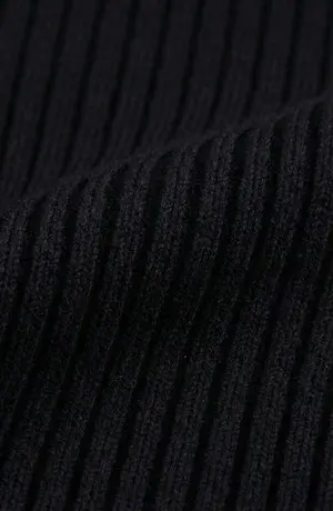 MODENAIRE Ribbed Knit Ruffled Collar Midi Dress