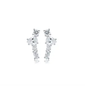 MAZIN JEWELS Luna Ear Crawlers - White Gold