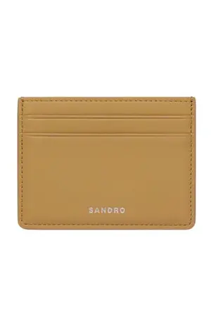 Sandro Leather Logo Card Holder - Natural