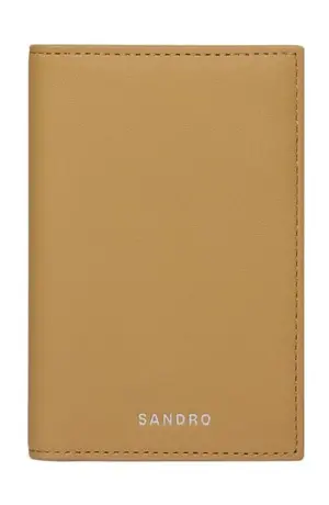 Sandro Grained Leather Card Holder - Natural