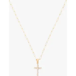 CUFFED BY NANO Bezel Cross 14k Filled Necklace - Gold