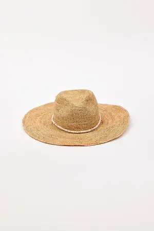 Hat Attack Raffia Crochet Continental - Natural/neutral Bead