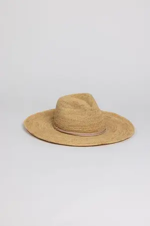 Hat Attack Raffia Crochet Continental Natural/tan