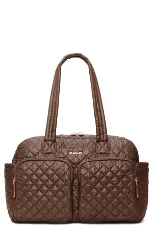 Mz Wallace Quilted Nylon Duffle Bag - Walnut