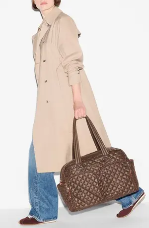 Mz Wallace Quilted Nylon Duffle Bag - Walnut