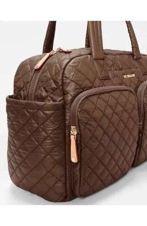 Mz Wallace Quilted Nylon Duffle Bag - Walnut