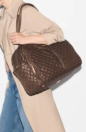 Mz Wallace Quilted Nylon Duffle Bag - Walnut
