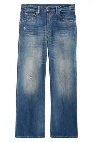 Acne Studios 2021m Trafalgar Distressed Straight Leg Jeans - Mid Blue
