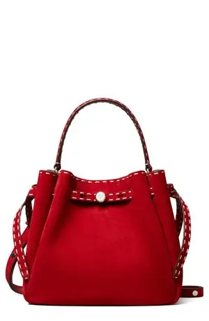 Tory Burch Romy Suede Bucket Bag - Red