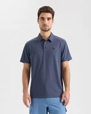 SALT LIFE Outrigger Short Sleeve Polo - Navy Heather