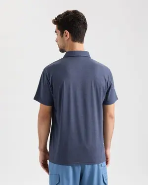 SALT LIFE Outrigger Short Sleeve Polo - Navy Heather