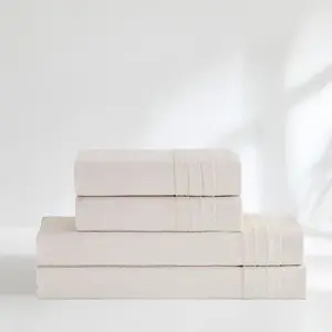 CHUKS COLLINS X LUSH DECOR Pleat Cotton Sheet Set - Cream