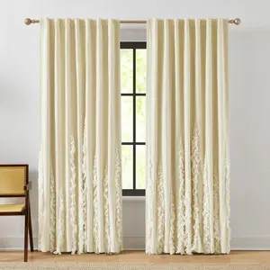 CHUKS COLLINS X LUSH DECOR Verdant Path Cotton Blackout Window Panel - Cream