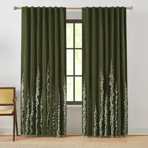 CHUKS COLLINS X LUSH DECOR Verdant Path Cotton Blackout Window Panel - Green