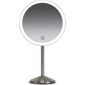 ILIOS LIGHTING Modern Portable Rechargeable Magnetic 5x Magnication Table Mirror - Silver