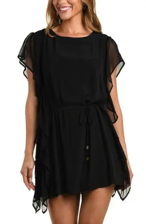 L'Agence Glam Covers Alia Chiffon Cover-up Tunic - Black