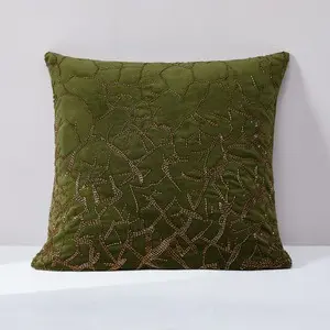 CHUKS COLLINS X LUSH DECOR Morel Velvet Pillow Cover - Green